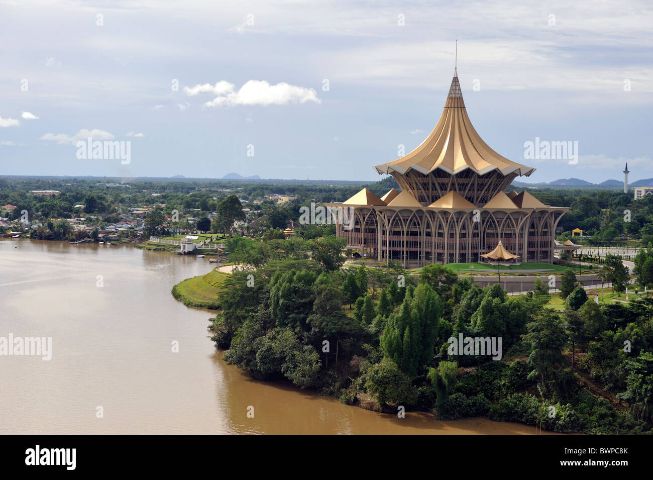 The new state legislature Assembly building by the Sarawak River ...