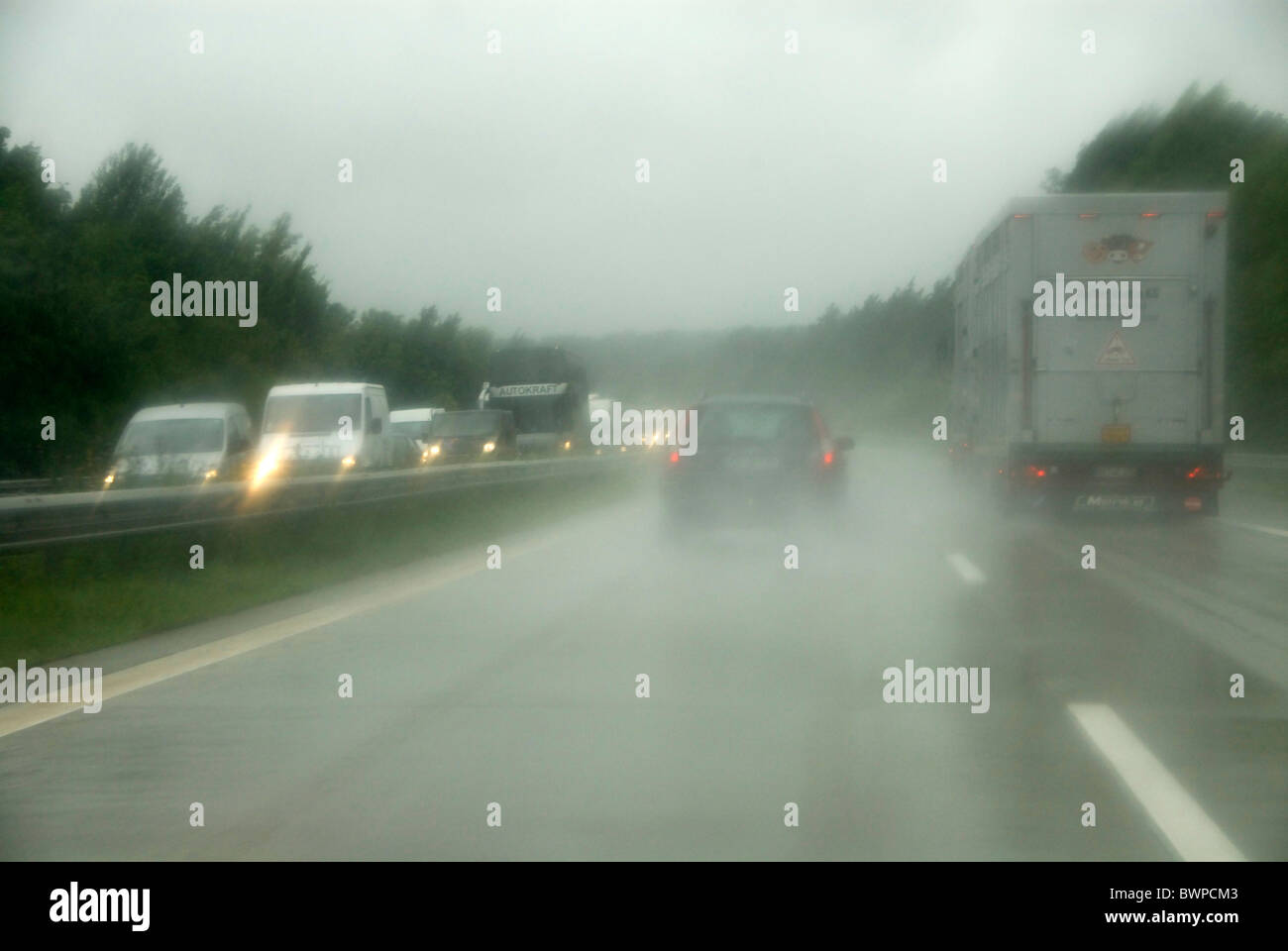 Freeway Risk Dangerous Splash water Spume Spray Spraying Traffic Wet ...