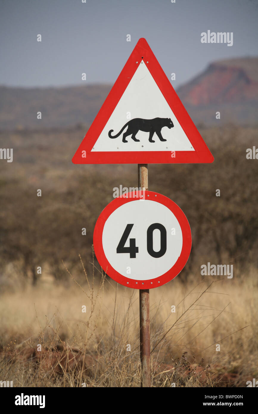 Namibia Africa Okonjima Summer 2007 Africa road sign warning leopard ...