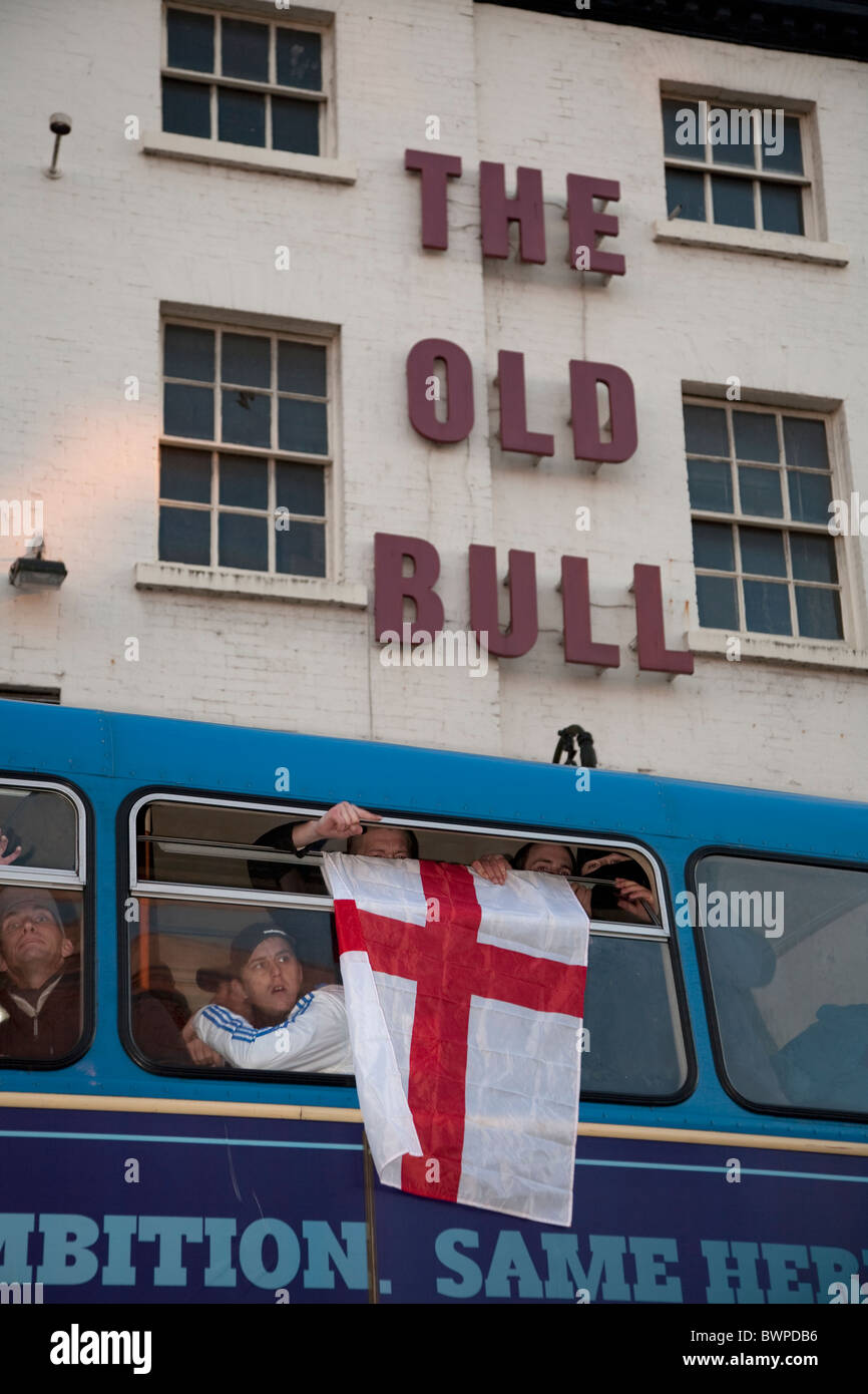 members of the English Defence League EDL display a st george cross ...