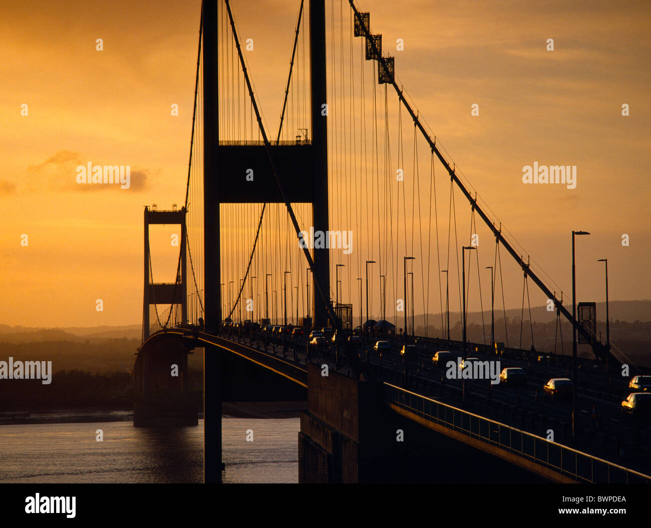The Old Severn Crossing, road suspension bridge over River Severn ...