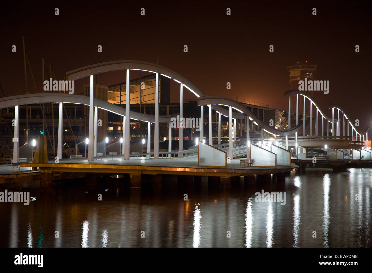 Barcelona - waterfront in night Stock Photo - Alamy