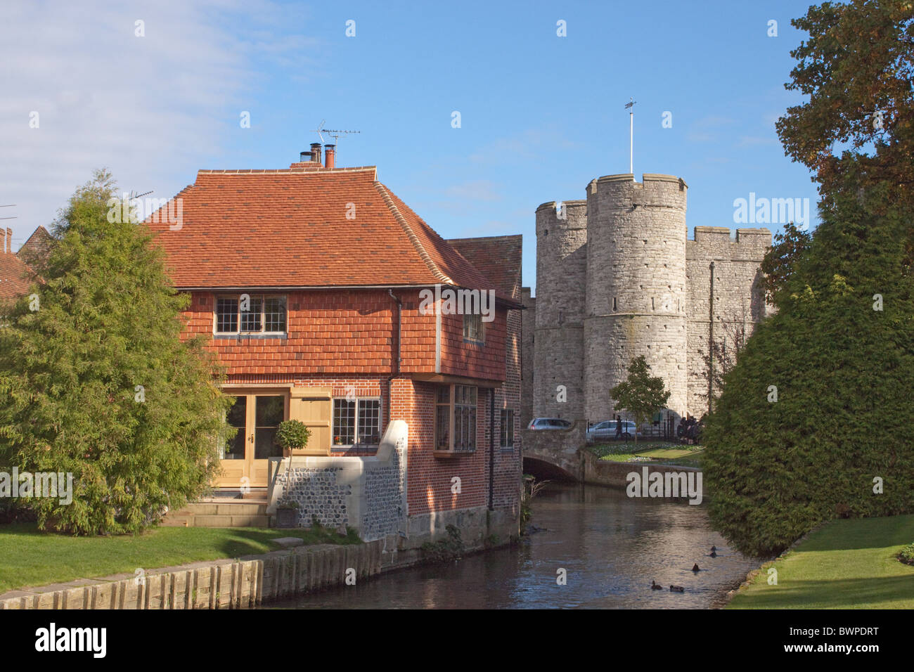 The River Stour flowing through the Westgate Gardens in Canterbury ...