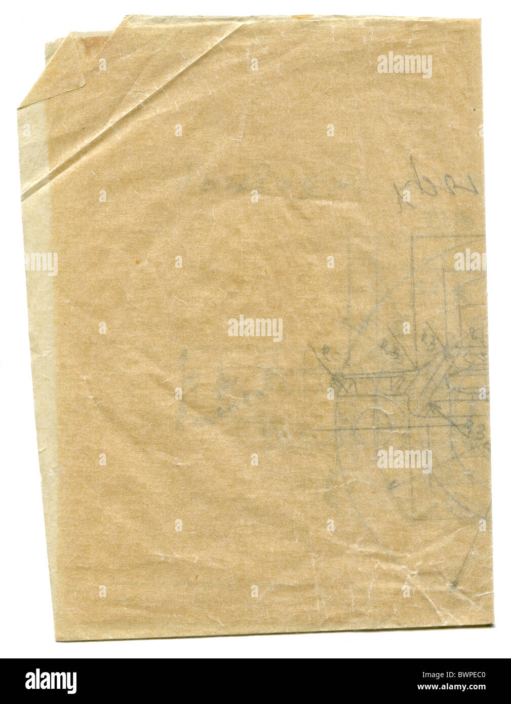 aged gunge vellum paper isolated on white background Stock Photo - Alamy