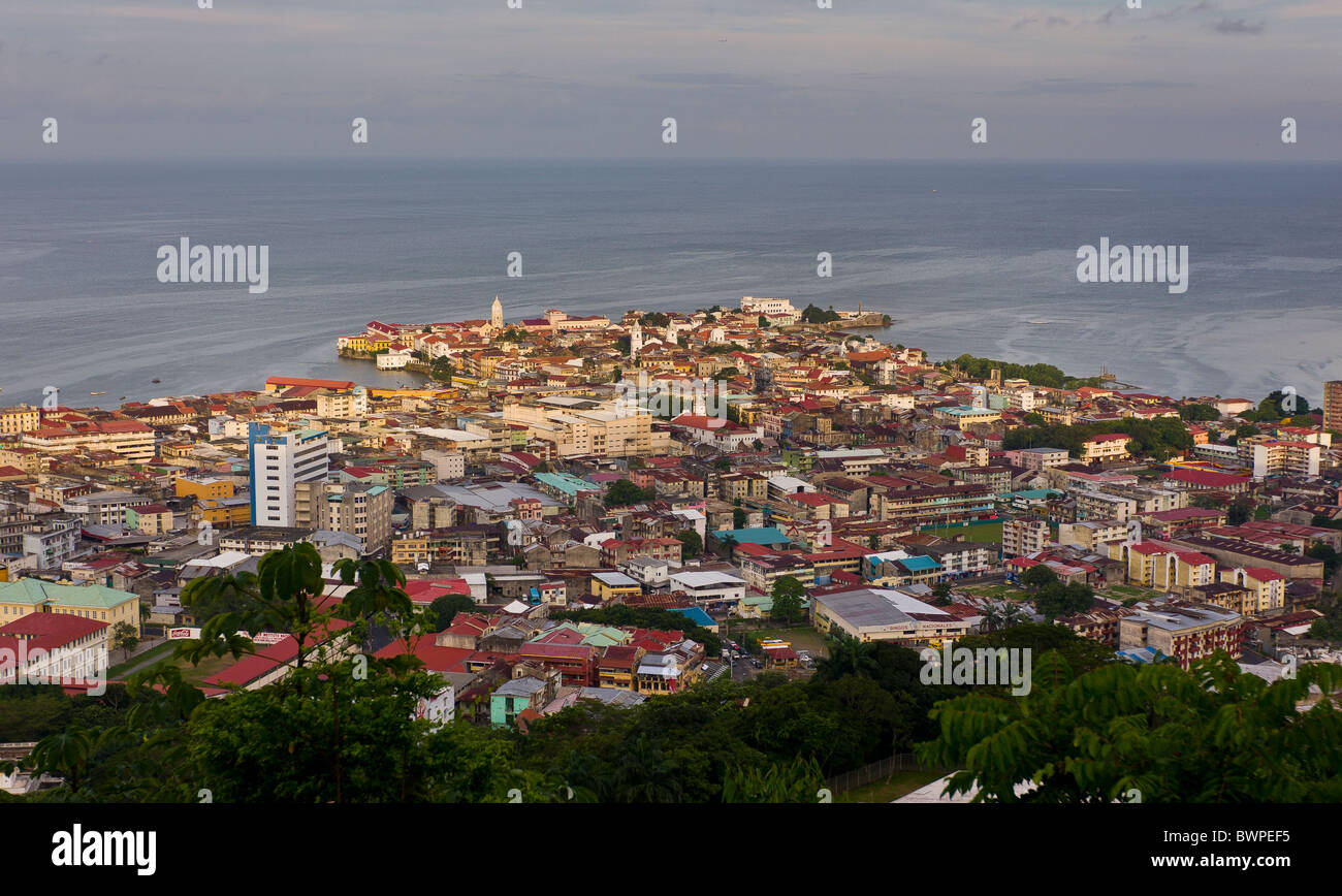 PANAMA CITY, PANAMA - Aerial view of Casco Viejo, historic city center ...