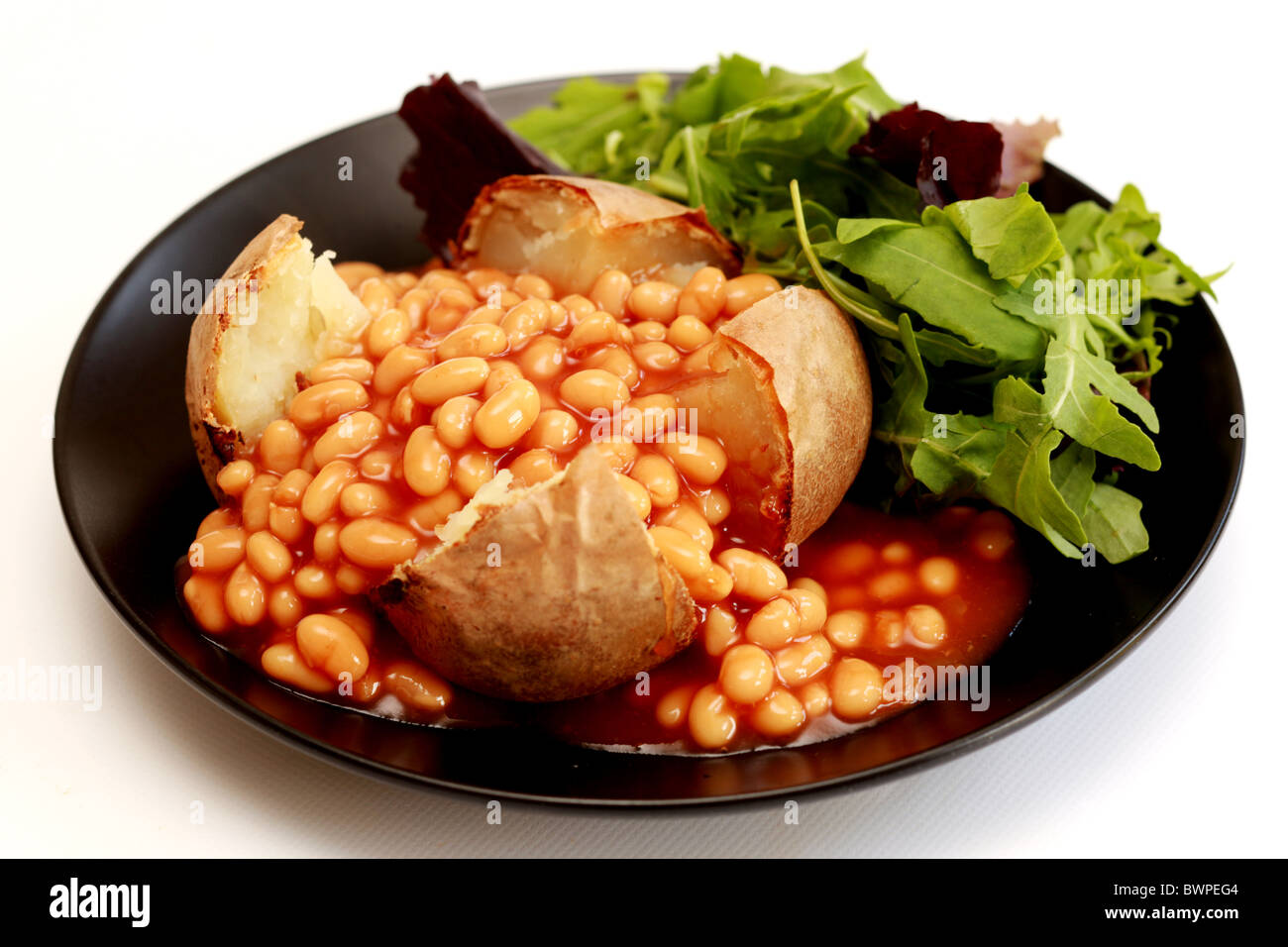 Jacket Potato with Baked Beans Stock Photo - Alamy
