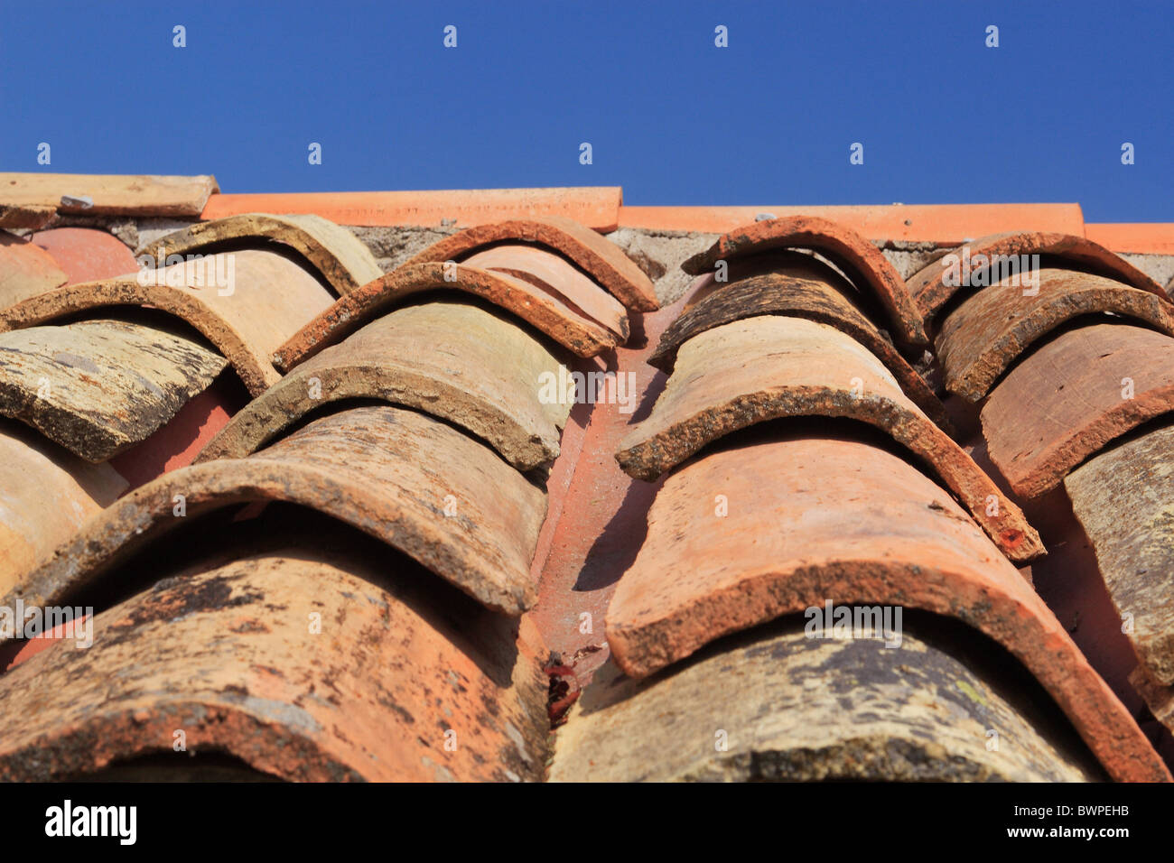 Roof tiles France Europe Provence tiled House Building Close-up Detail ...