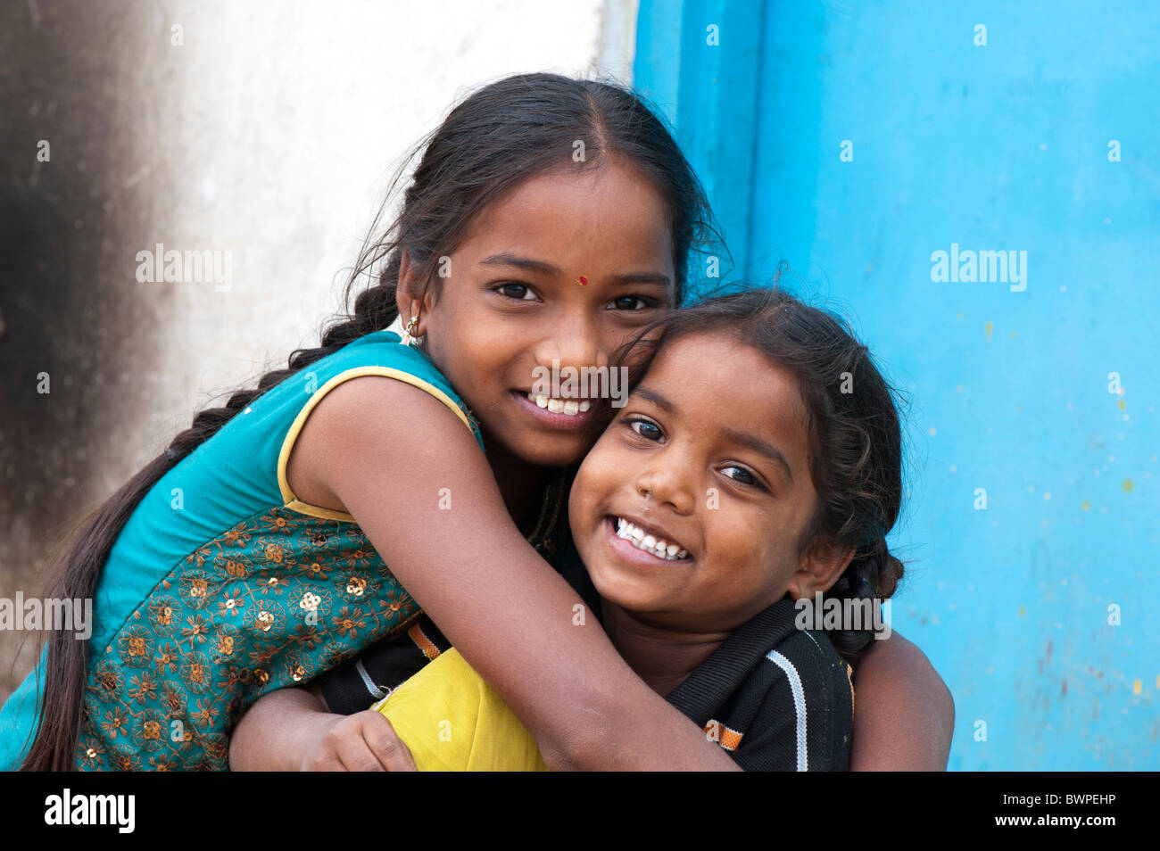 Indian girl friends hugging hi-res stock photography and images - Alamy