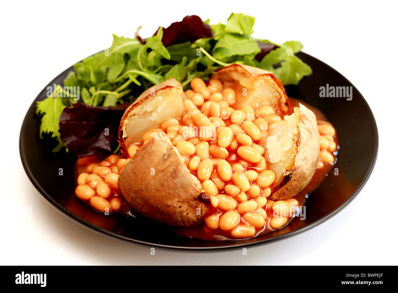 Jacket Potato with Baked Beans Stock Photo - Alamy