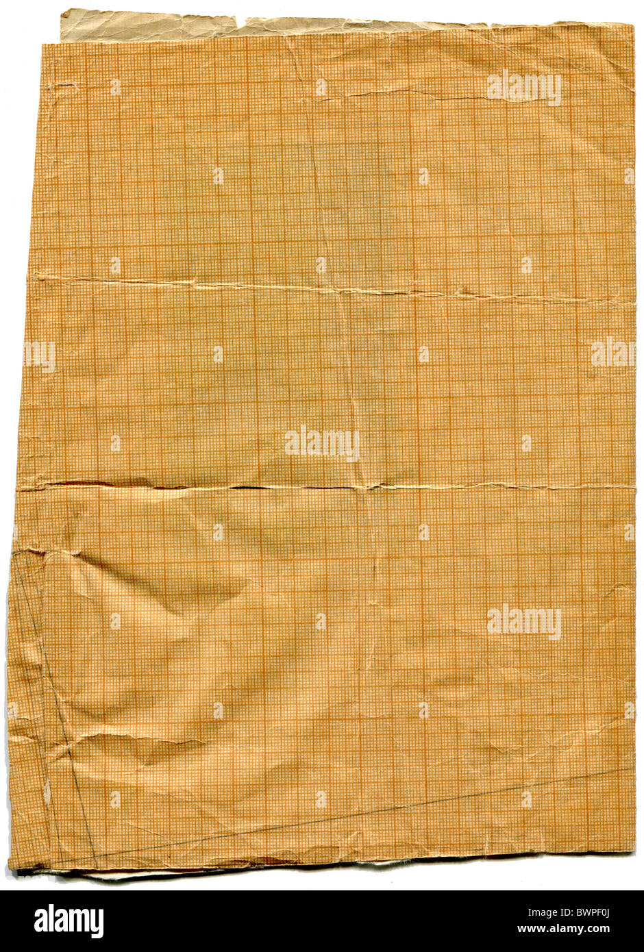 Old torn stained dirty graph paper isolated on white background Stock ...
