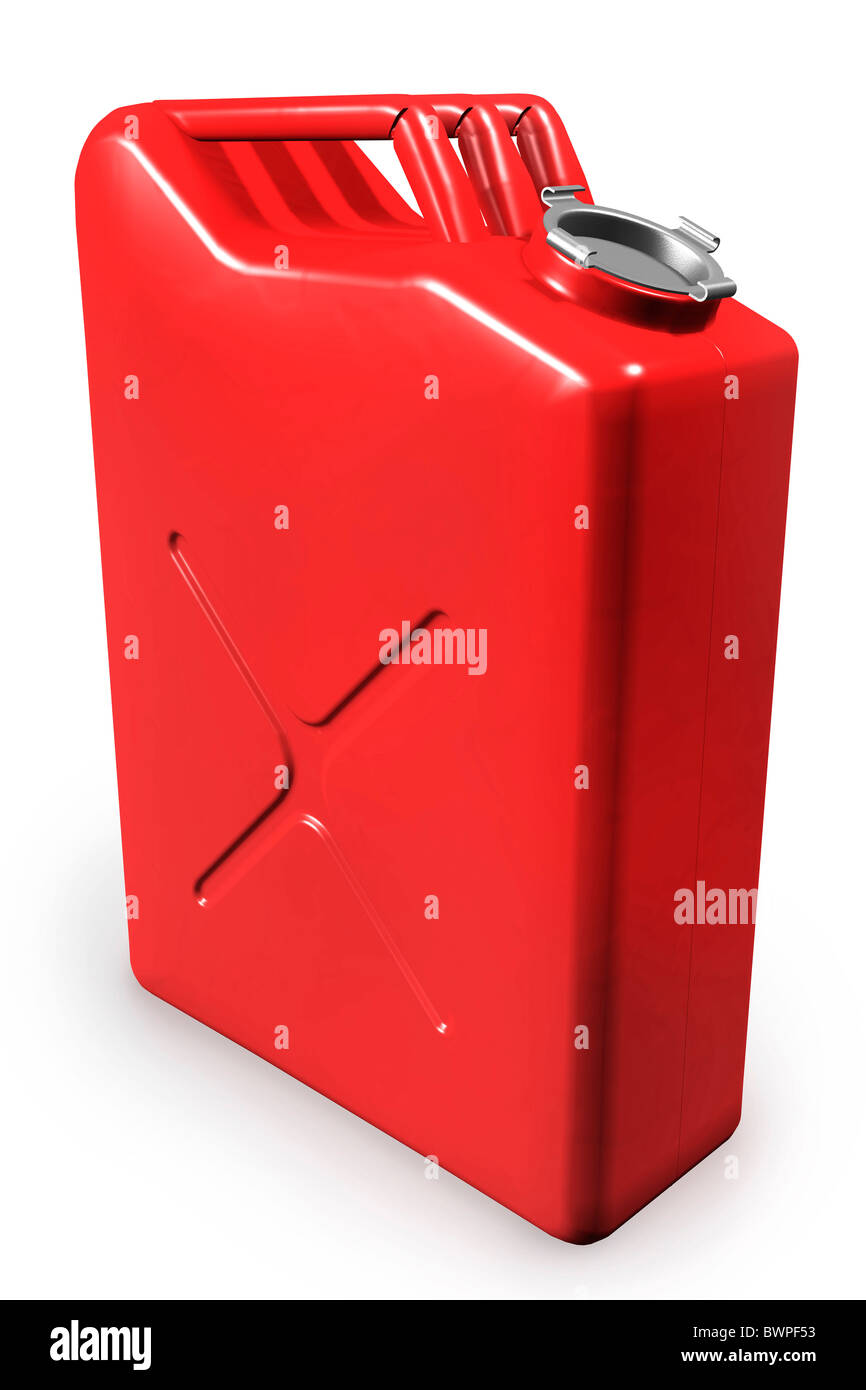 Red gas can, gasoline canister isolated on white background Stock Photo ...