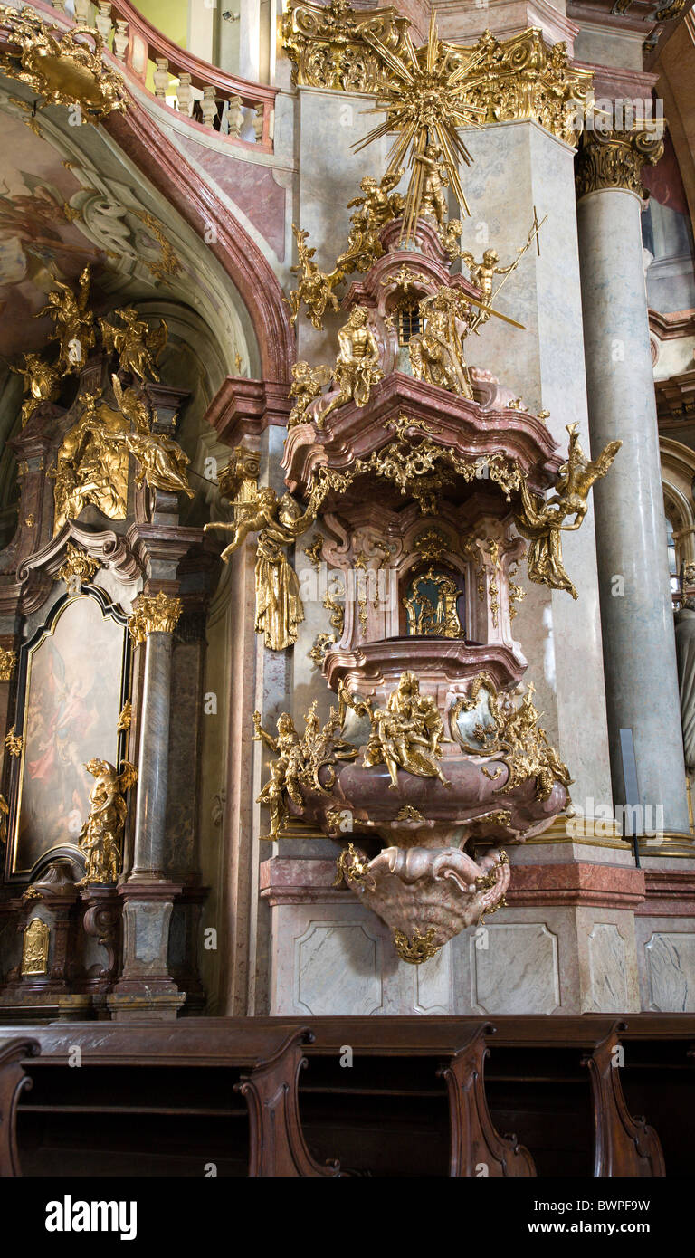 Prague - baroque pulpit from st. Nicholas church Stock Photo - Alamy