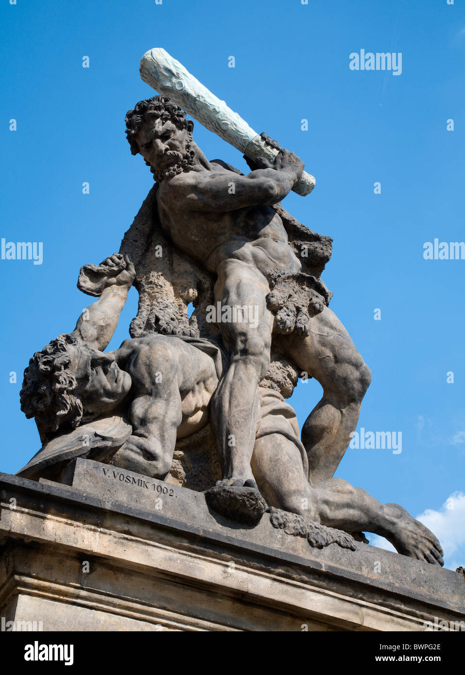 Prague - The statue of Hercules from the Matthias gate of Castle by V ...