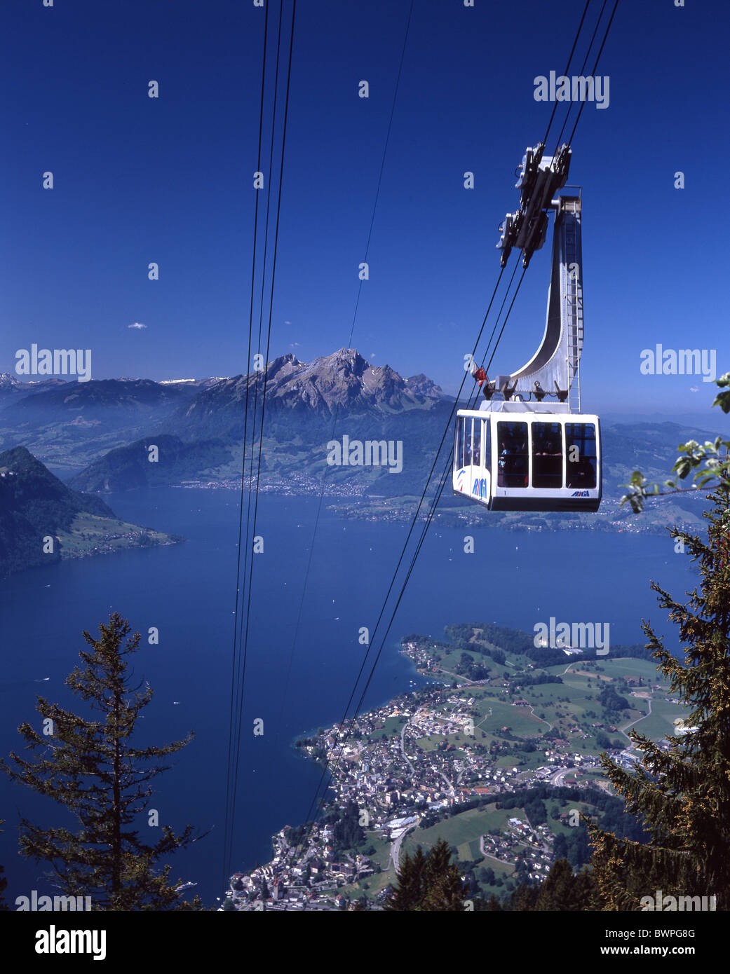 Switzerland Europe Weggis-Rigi-Kaltbad Tramway Ropeway Gondola Lake ...