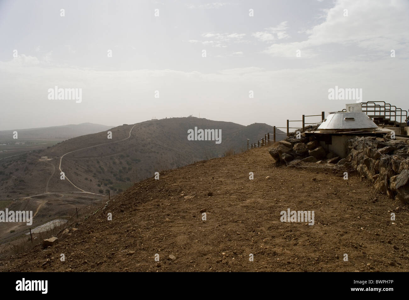 Israeli army bunker and redoubt on the top of Mount Bental on the Golan ...