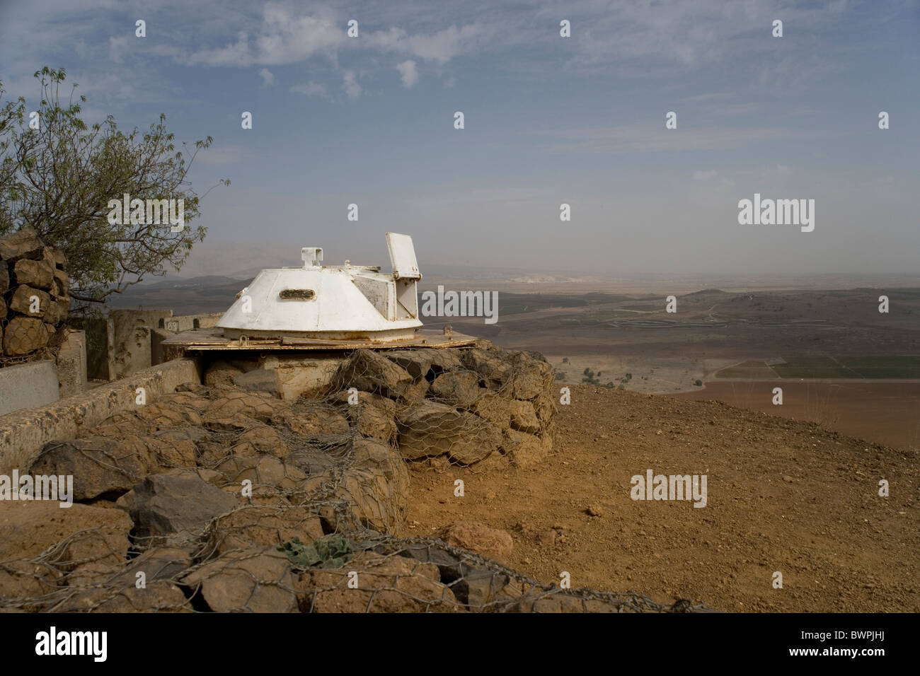 Israeli army bunker and redoubt on the top of Mount Bental on the Golan ...