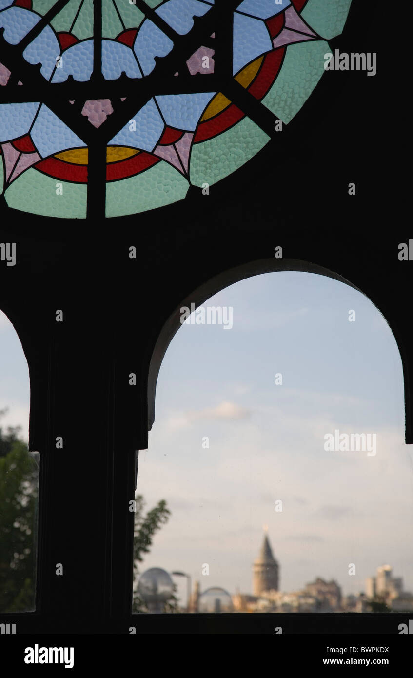 TURKEY Istanbul Sultanahmet Stained glass window in Ottoman era waiting ...