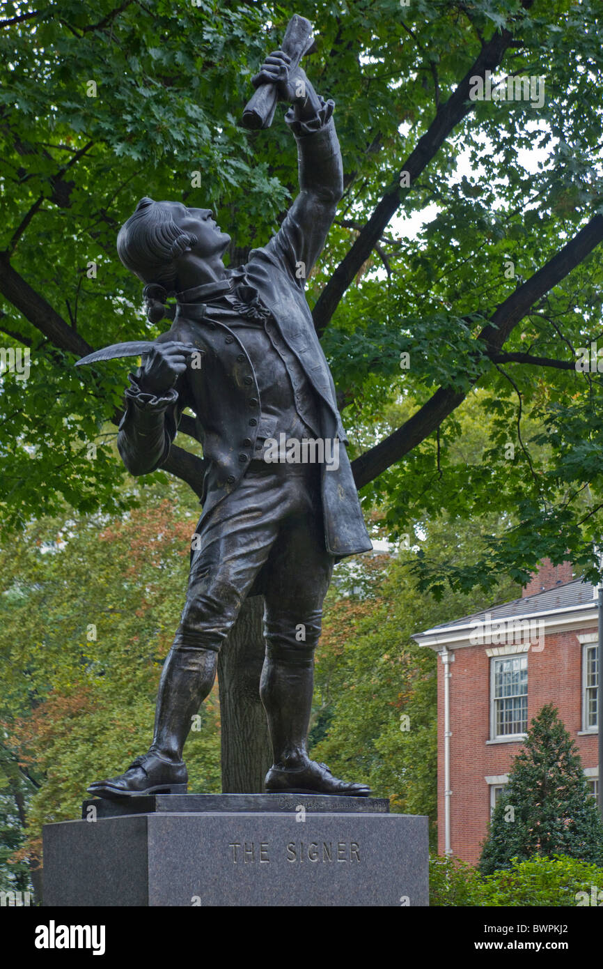 The Signer statue in historic district of Philadelphia Pennsylvania USA ...