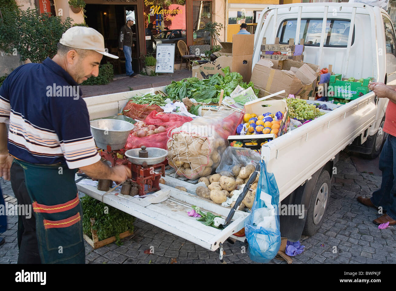 TURKEY Istanbul Sultanahmet Fresh fruit and vegetable produce arrives ...