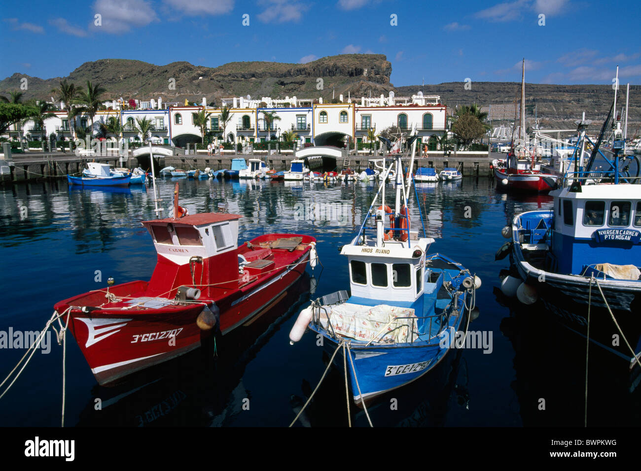 Spain Europe Gran Canaria Puerto de Mogan Canaries Boat fishing boats ...