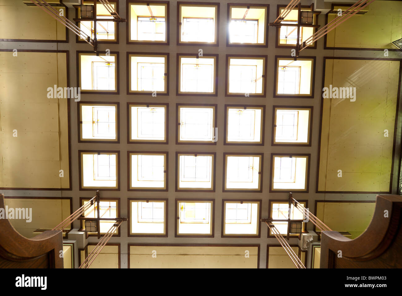 interior of Frank Lloyd Wright designed Unity Temple, Oak Park ...