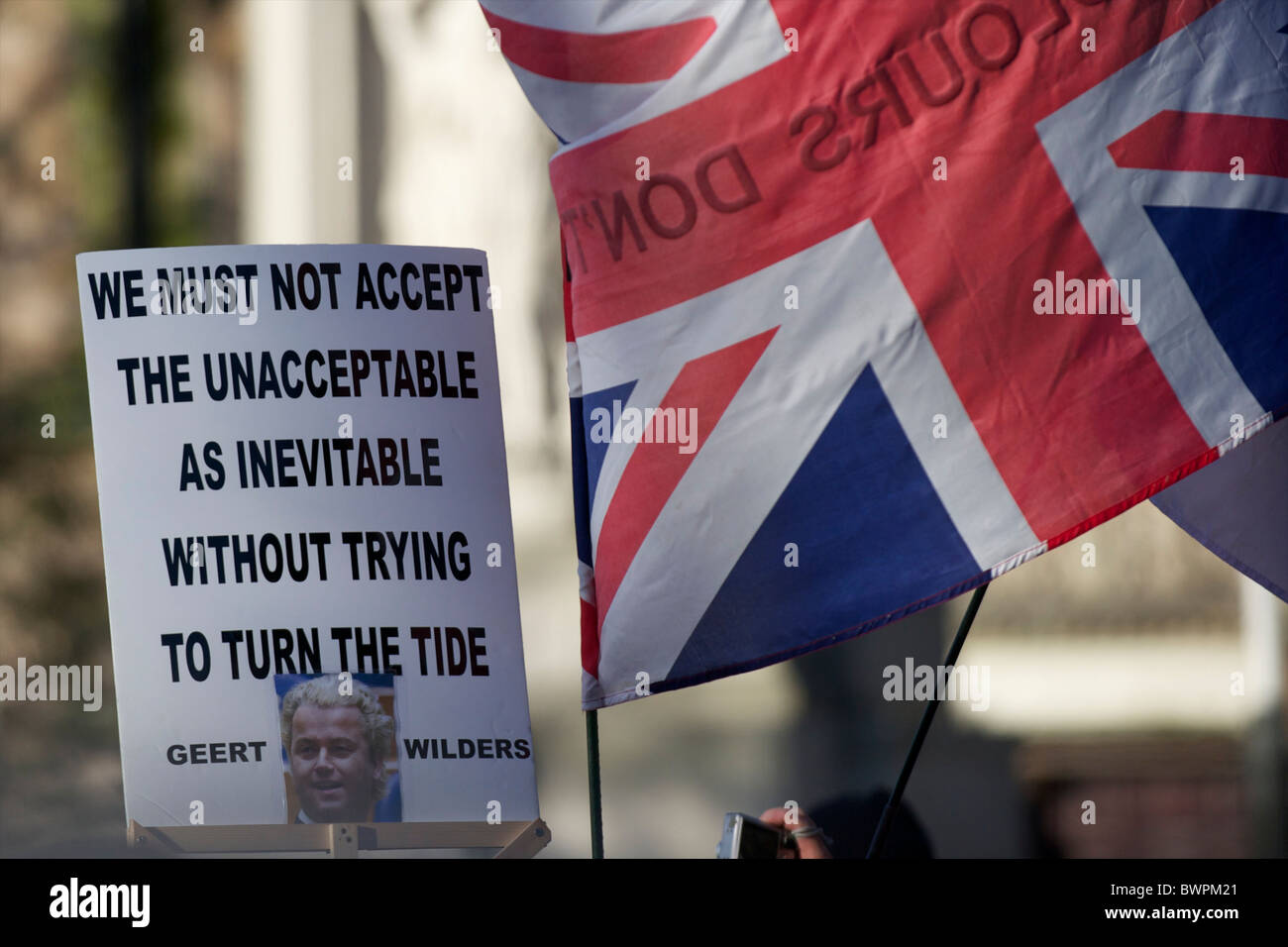 Members of the English Defence League (EDL) protest in Preston, England ...