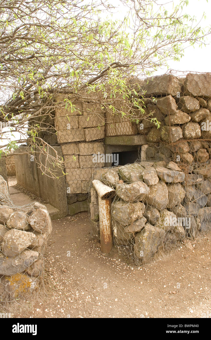 Israeli army bunker and redoubt on the top of Mount Bental on the Golan ...