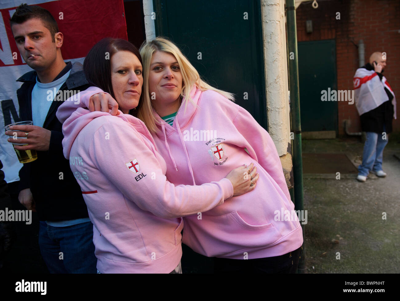 English Defence League (EDL) members protest in Preston, Lancashire, UK ...