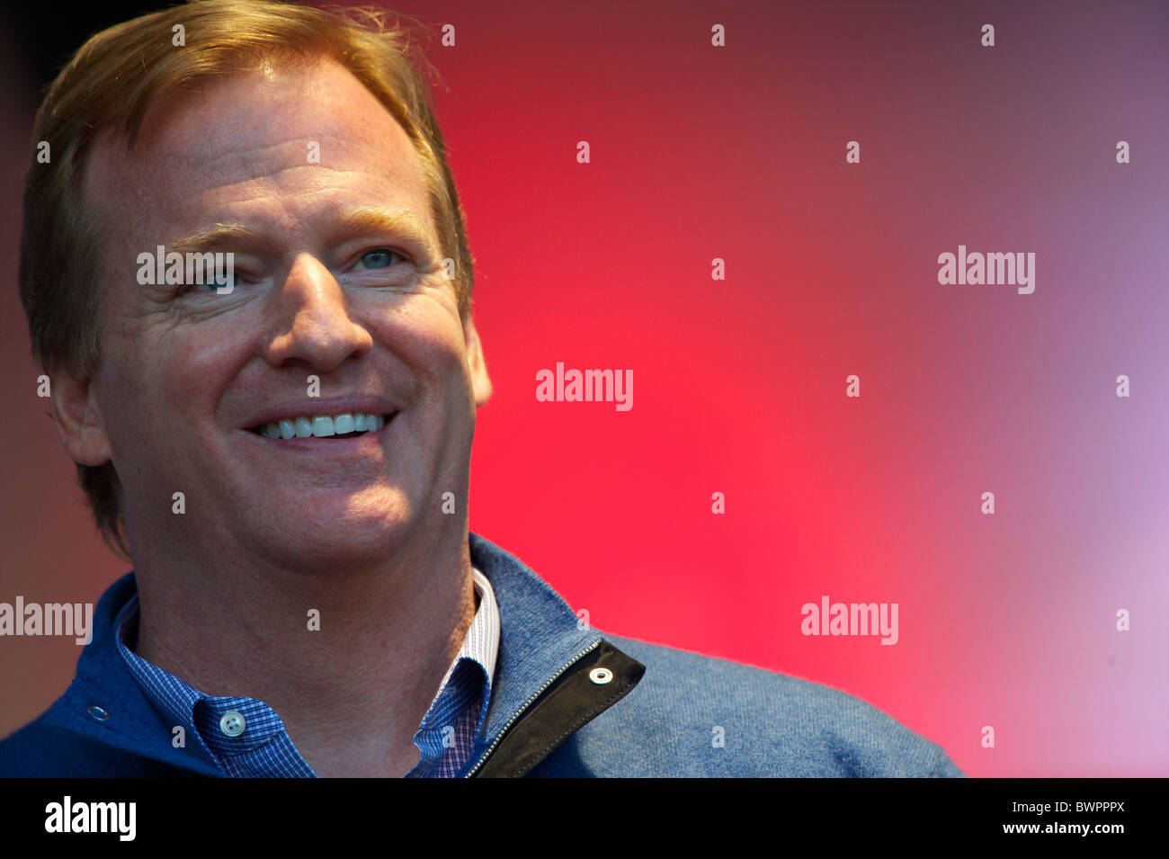NFL Commissioner Roger Goodell speaks to football fans at the NFL rally ...