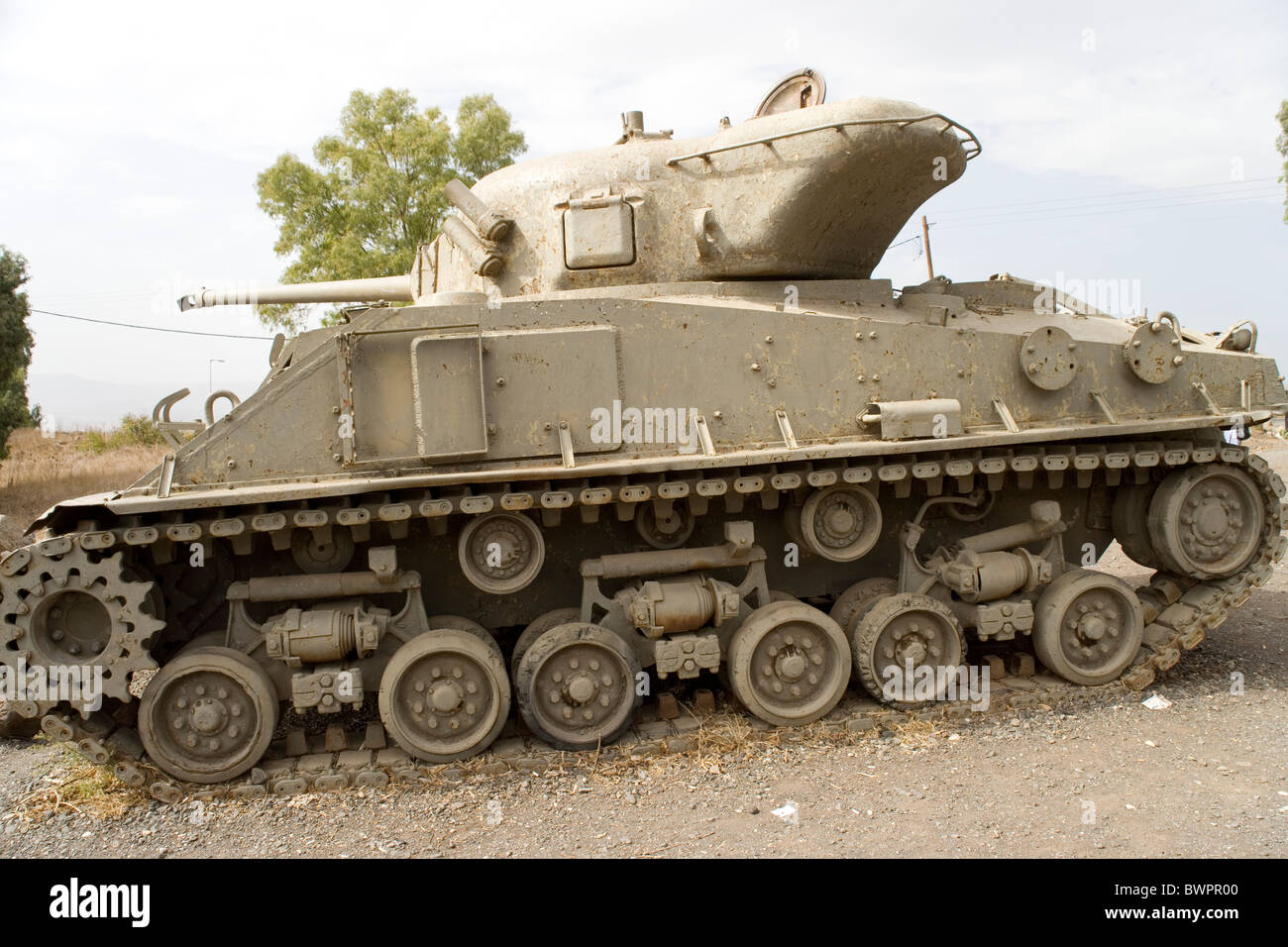 Israeli Sherman tank memorial on the Golan Heights, Israel Stock Photo ...