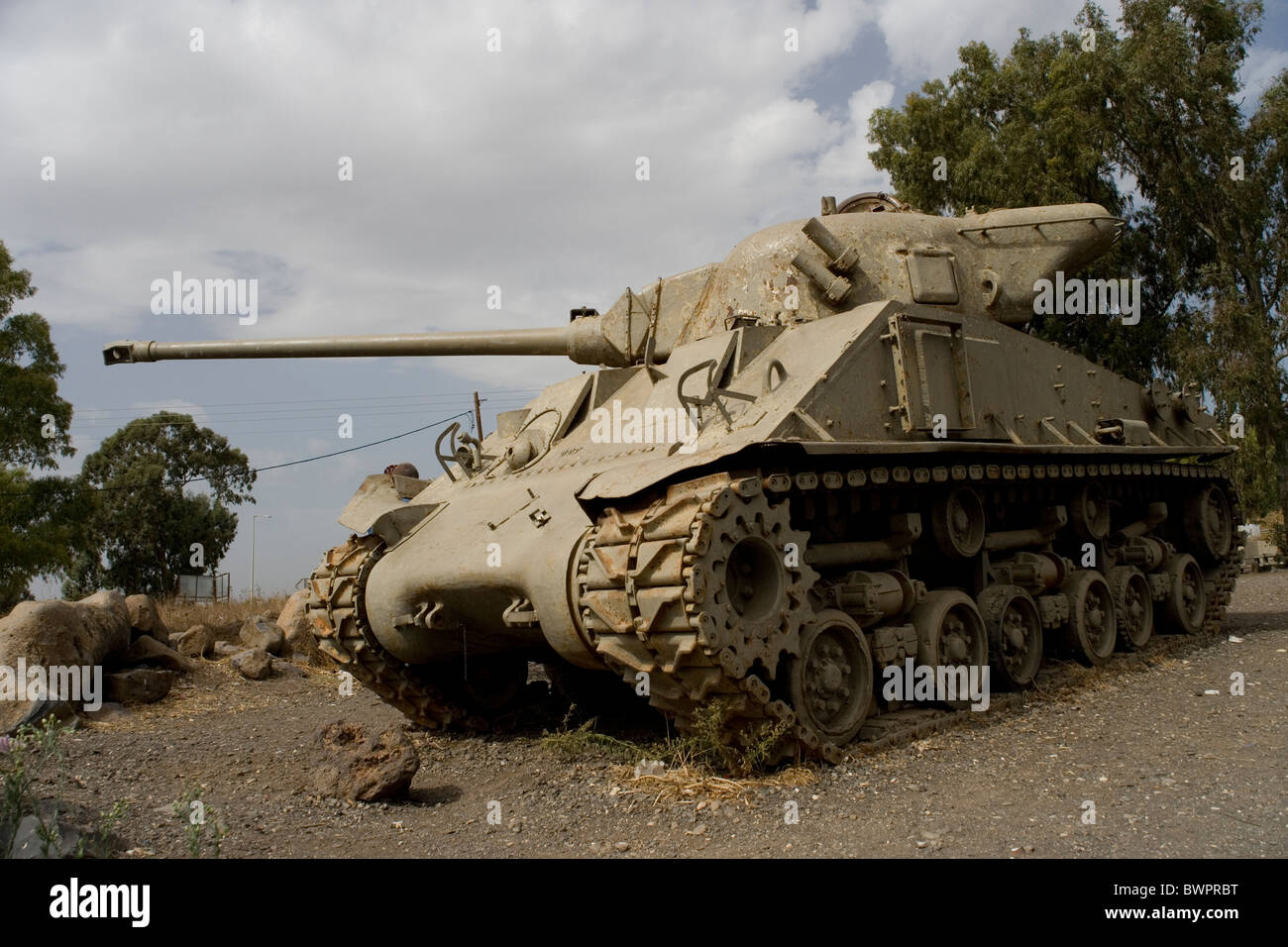 Israeli Sherman tank memorial on the Golan Heights, Israel Stock Photo ...