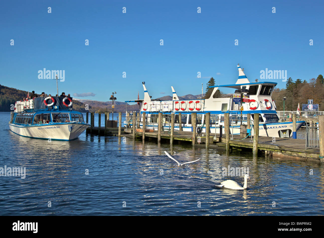 Lake Windermere Bowness pier with pleasure boats Stock Photo - Alamy