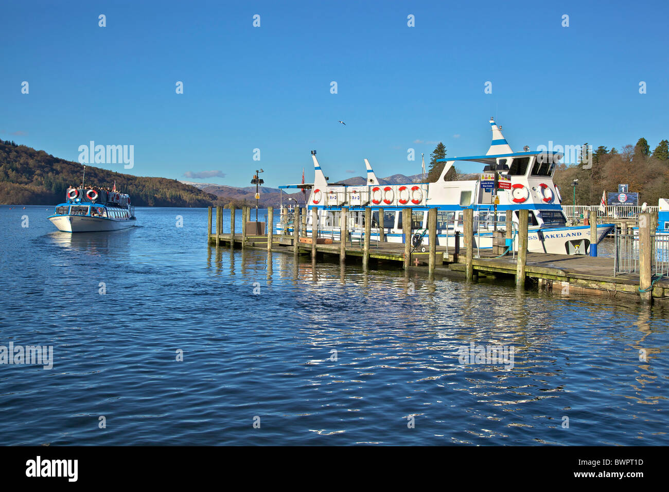 Lake Windermere Bowness pier with pleasure boats Stock Photo - Alamy