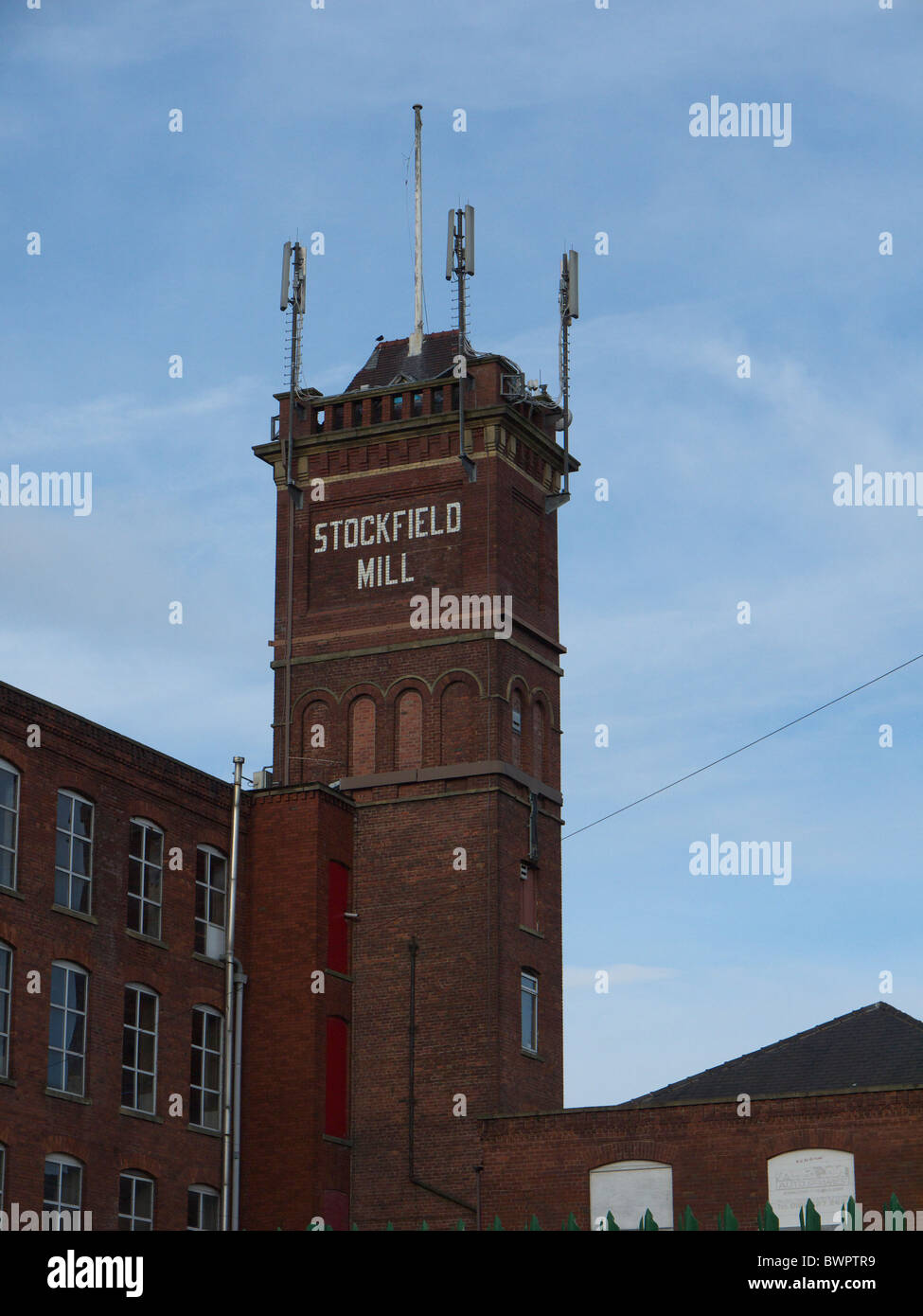 Phone masts on top of a mill, Oldham, England, UK Stock Photo - Alamy