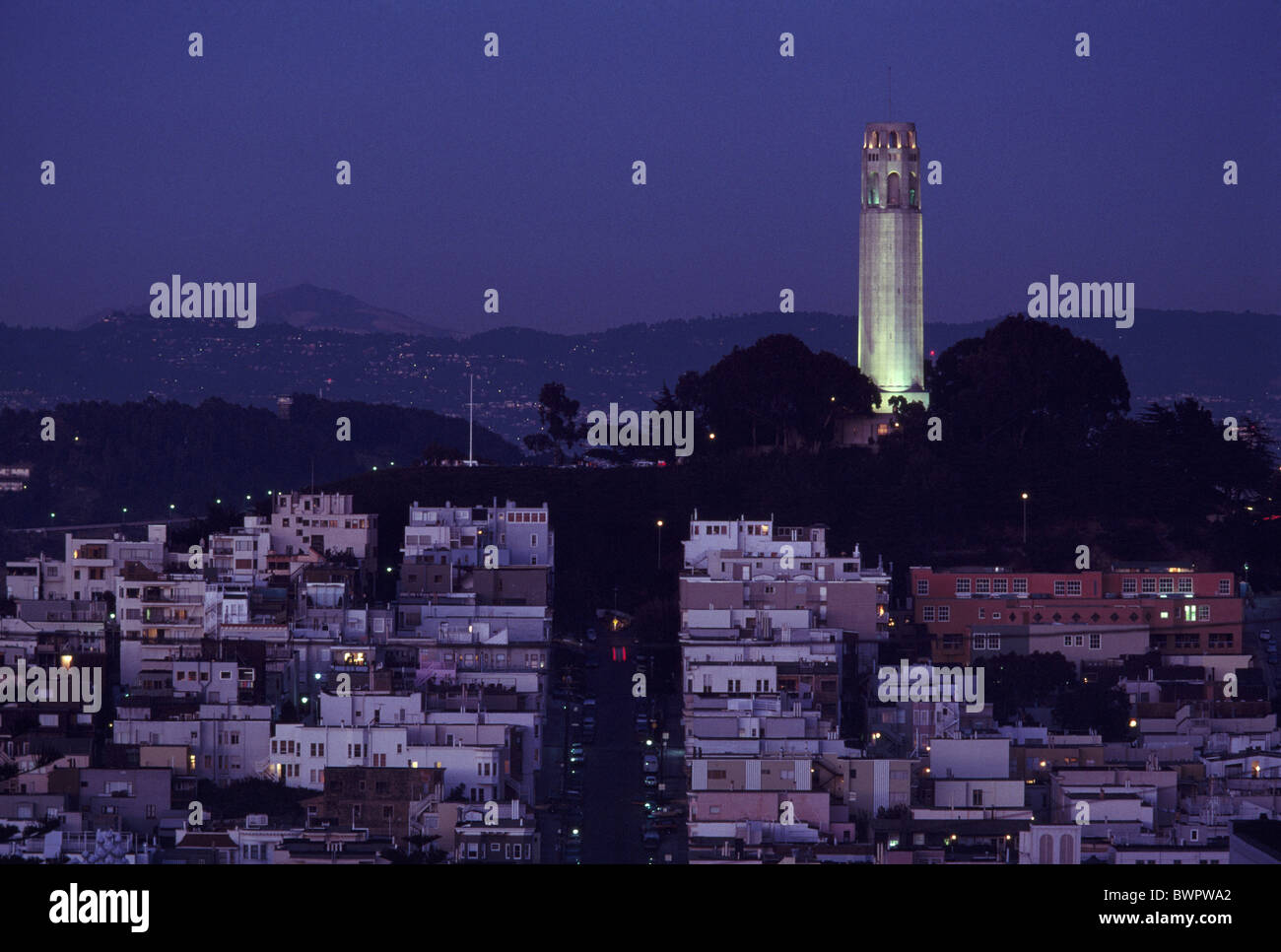 Coit Tower atop Telegraph Hill in San Francisco Stock Photo - Alamy