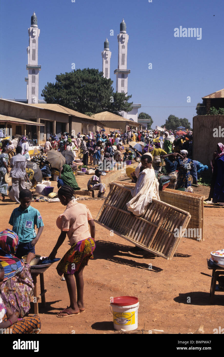 Guinea Dalaba town market West Africa mosque local people Stock Photo ...