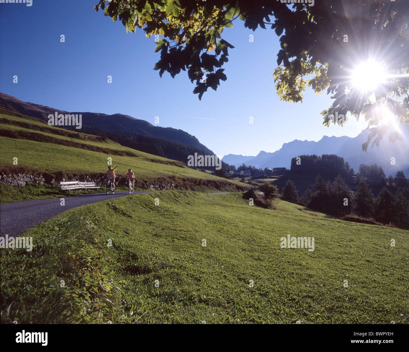 Switzerland Europe Engadine Lower Engadine between Guarda and Ftan ...