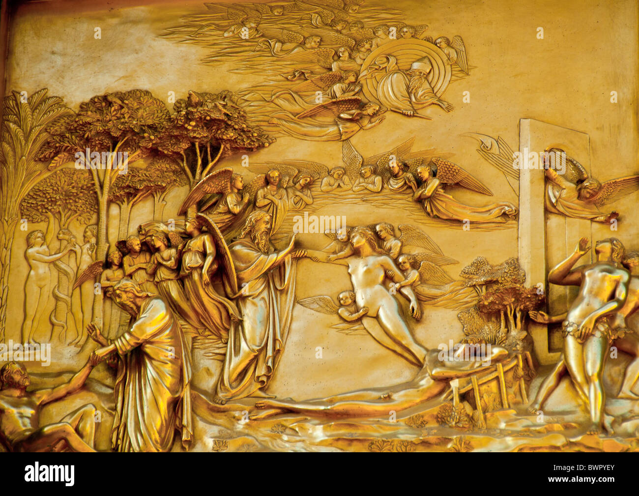 "Gates of Paradise" on exterior Florence Baptistery or Baptistery of St ...