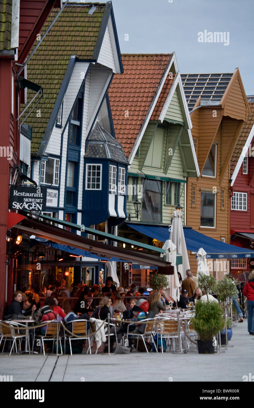 Norway Town Stavanger city Skagenkai quarter Wooden houses old town ...