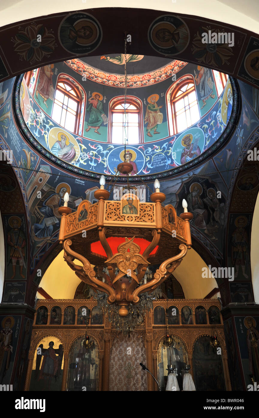The interior and alter of a traditional Greek Orthodox church in the ...