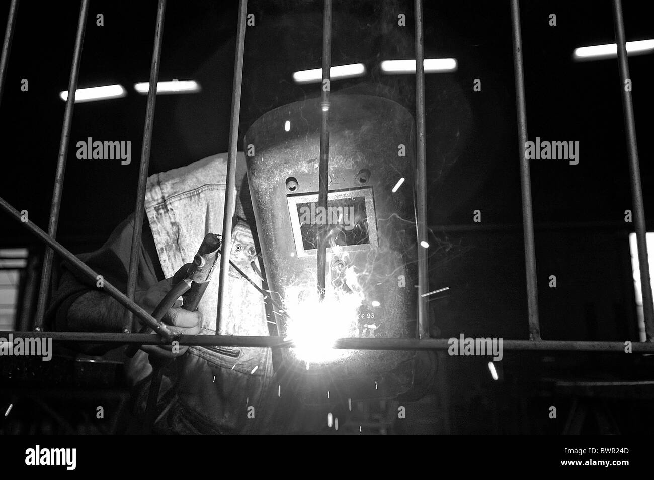 Switzerland Europe Canton Ticino industry metallurgy man metal welder ...