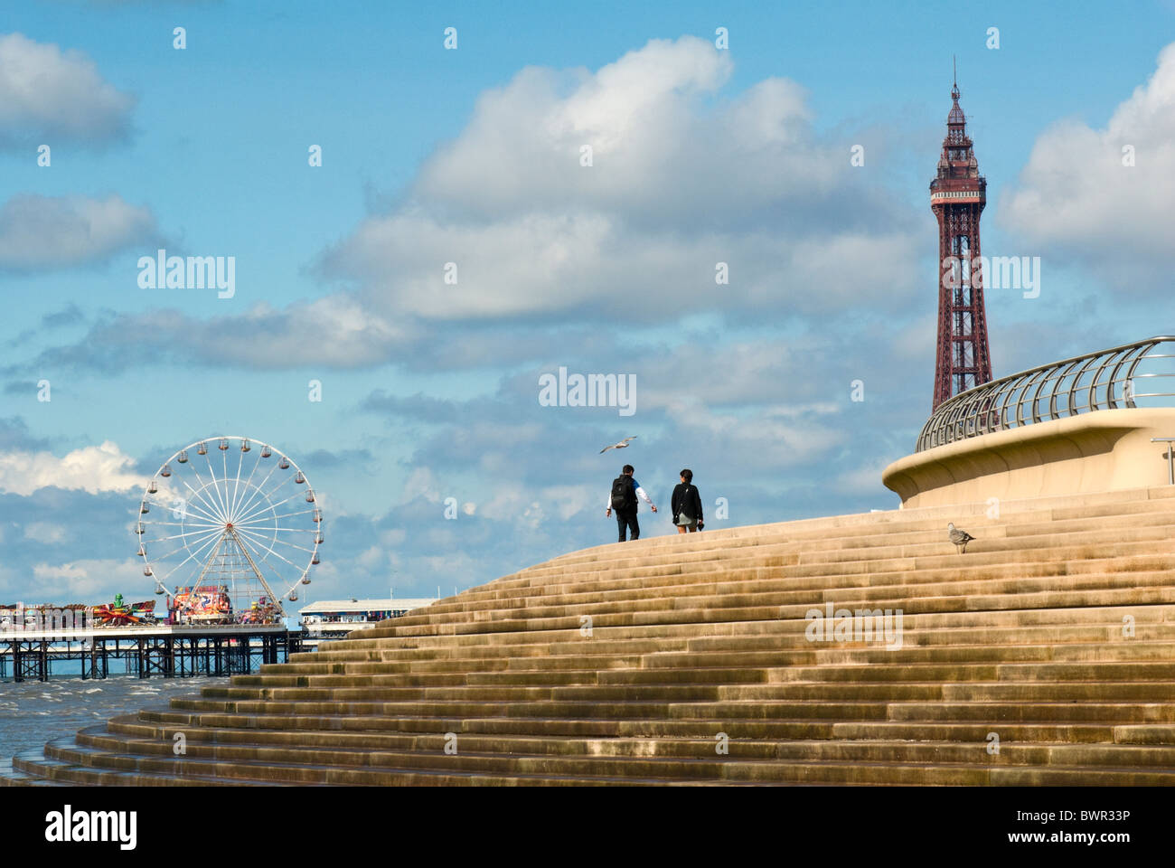 Blackpool Tower and the new promenade Stock Photo - Alamy