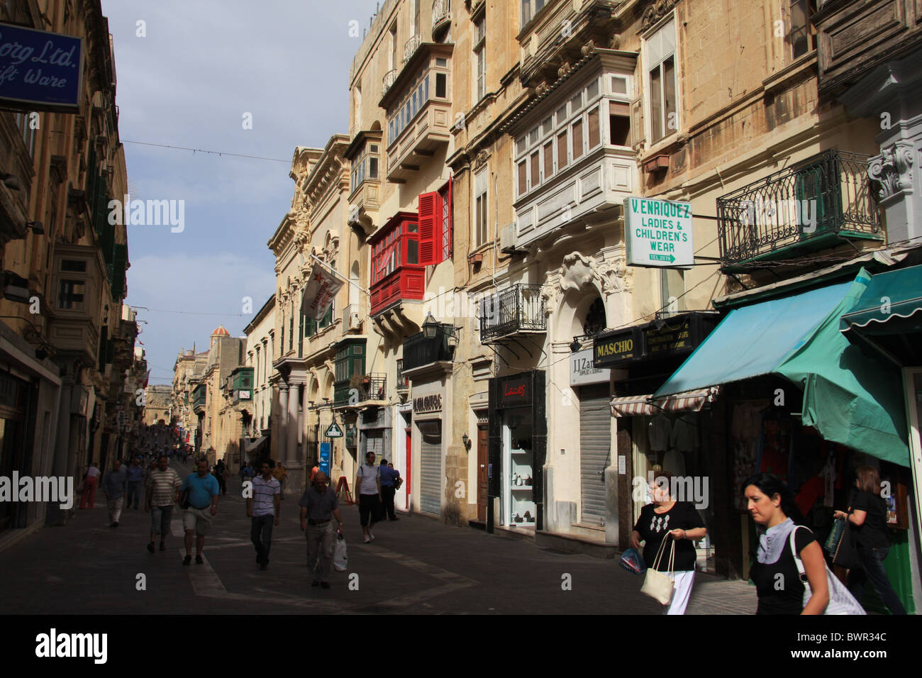 Malta Valletta Valetta Travel Street Road Pedestrians Stock Photo - Alamy