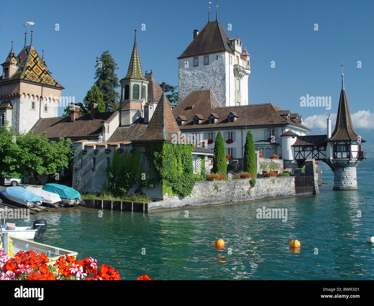 Switzerland Europe Oberhofen castle Bernese Oberland Canton Bern Berne ...