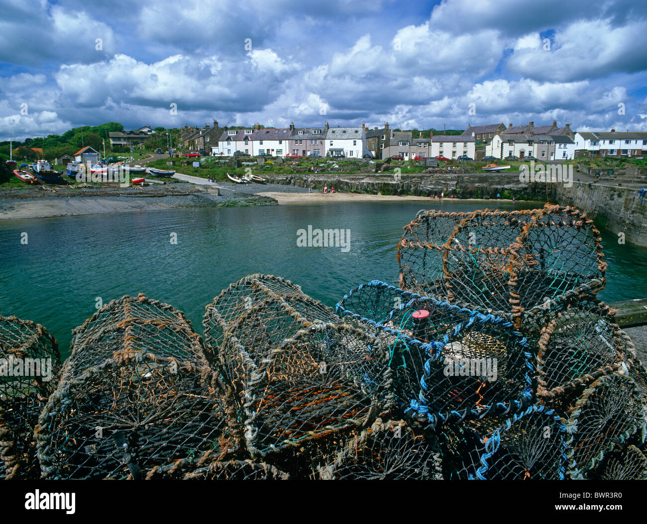 A view of Craster Harbour and Village on the North Northumberland coast ...