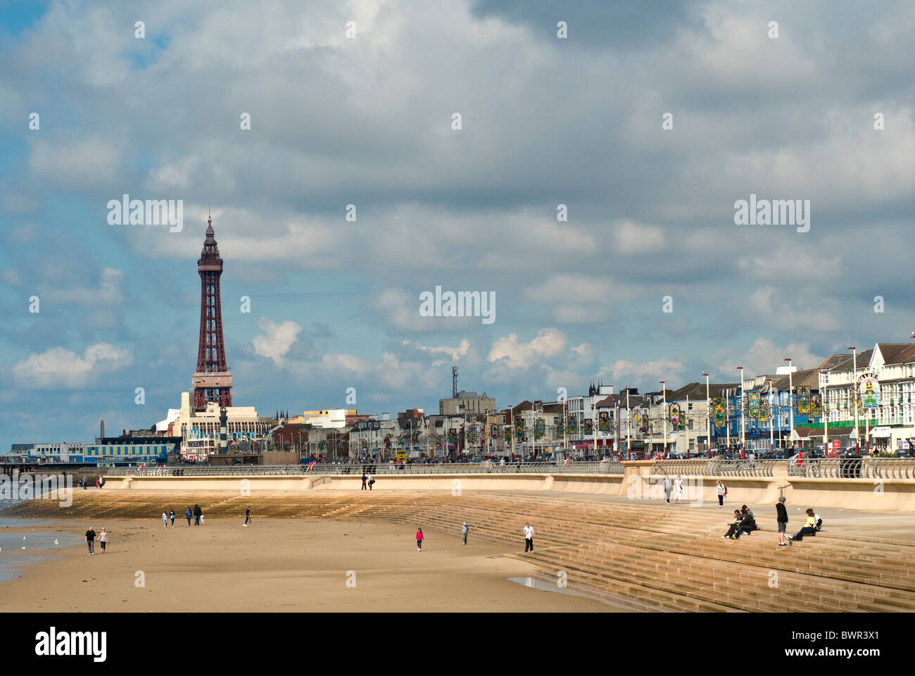 Blackpool Tower and the new promenade Stock Photo - Alamy