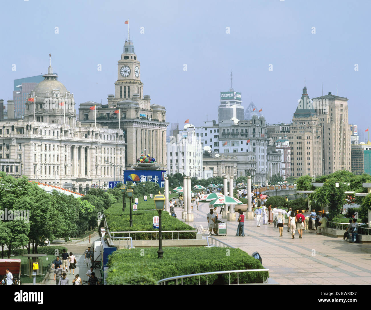 China Asia Shanghai Bund promenade Huangpu river Asia people promenade ...