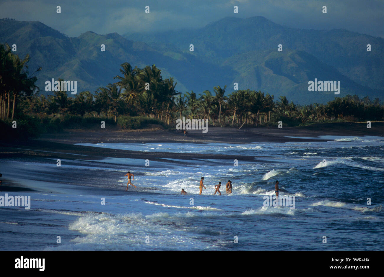 Indonesia Saba beach Bali island black volcanic sand beach Saba view ...
