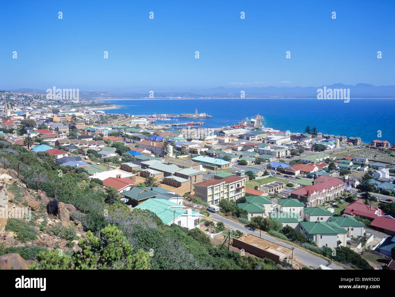 South Africa Western Cape Province Mossel Bay View over town harbor ...