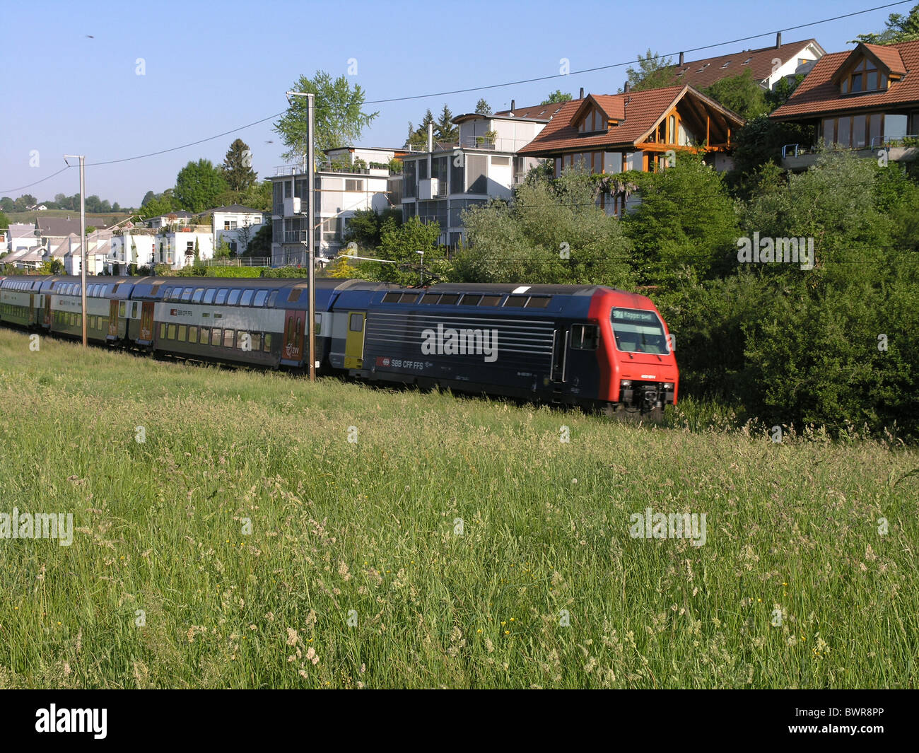 Switzerland Europe Uerikon Zurich S-Bahn metro railway S7 Line Double ...